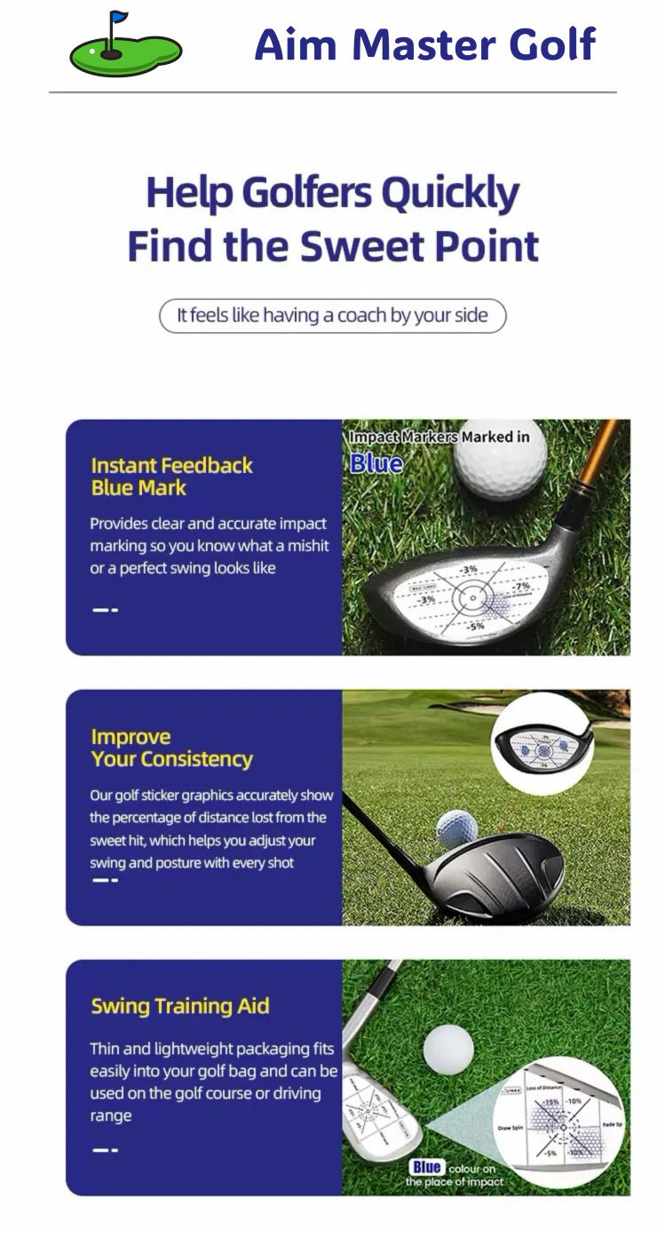 Aim Master Golf Club Impact Sticker Tape – Aim Master USA